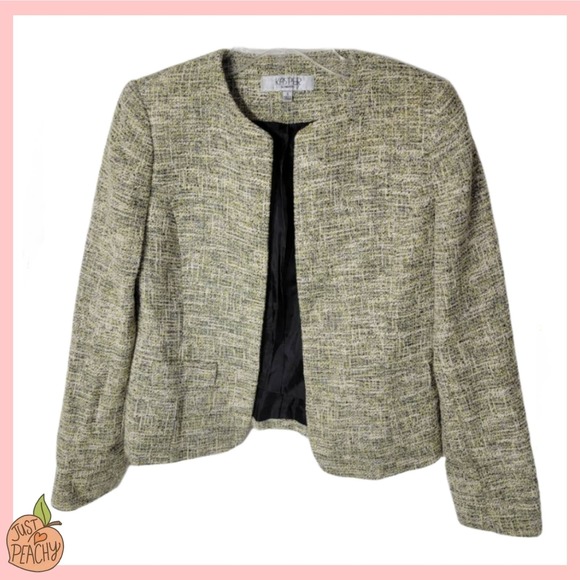 Kasper | Jackets & Coats | Kasper Open Front Blazer 4 Lime Green Tweed ...